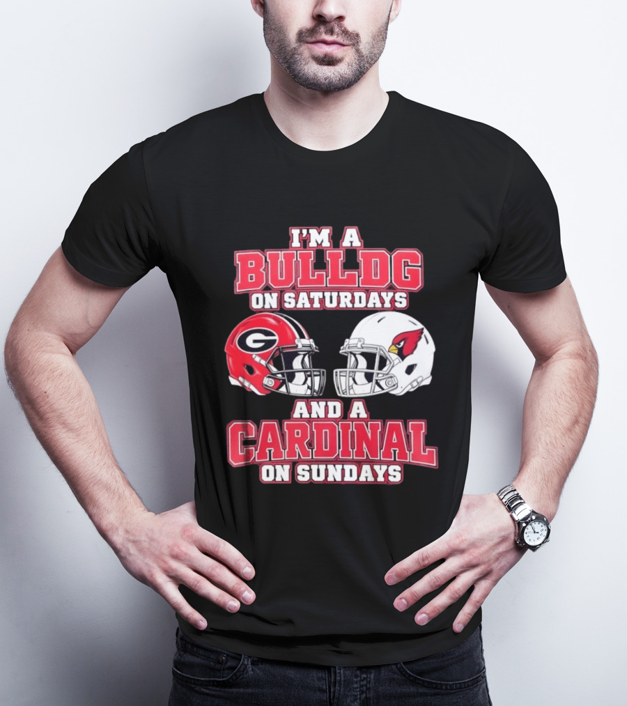 I'm A Bulldog On Saturdays And A Cardinal On Sundays Football Helmets T-Shirt