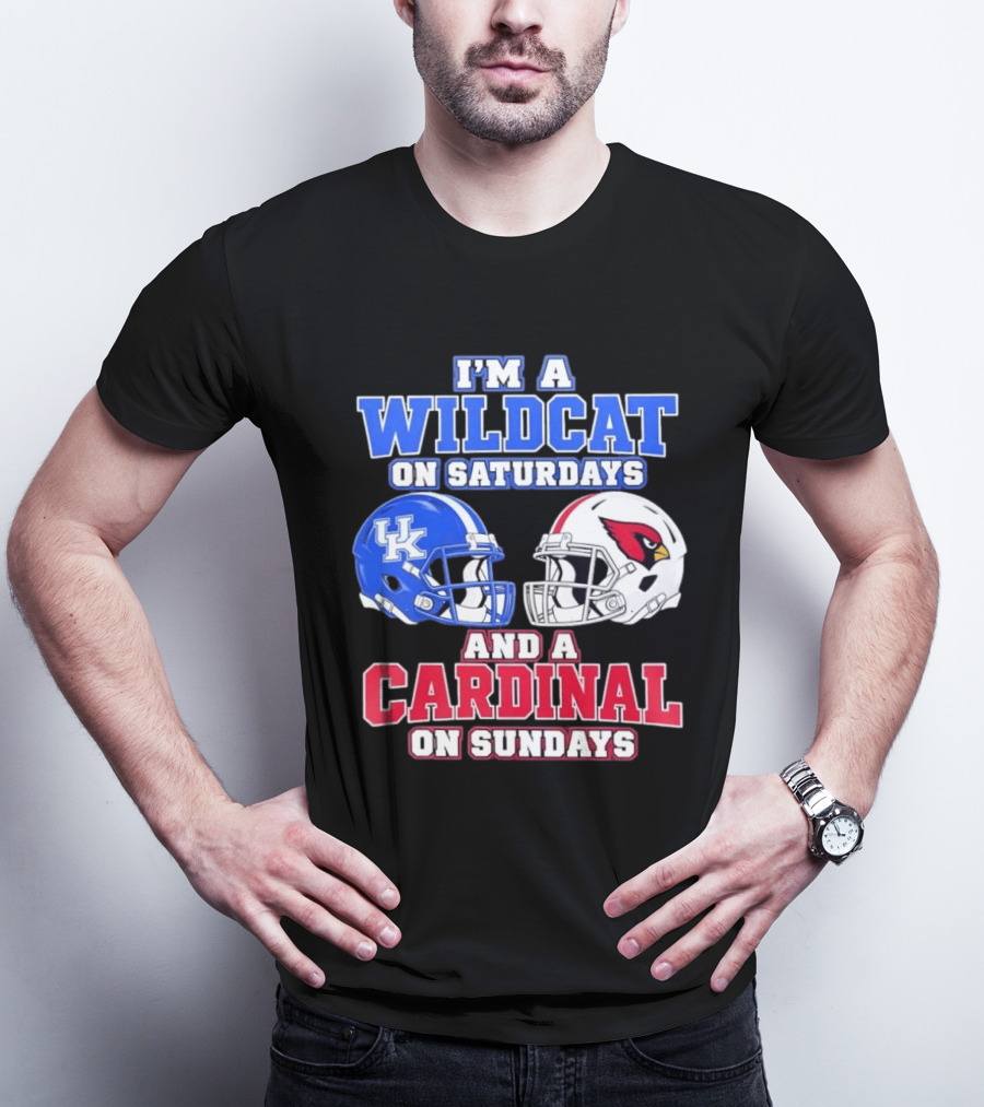 I'm A Wildcat On Saturdays And A Cardinal On Sundays UK And Arizona Football Helmets T-Shirt