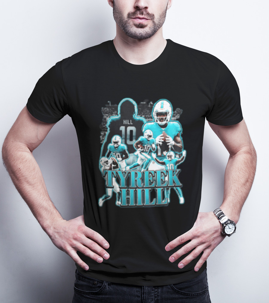 Tyreek Hill Miami Dolphins Football Player Multiple Action Poses T-Shirt
