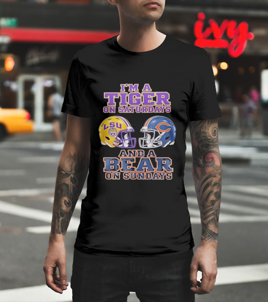 LSU Tigers Saturdays Chicago Bears Sundays Football Fan Gear T-Shirt