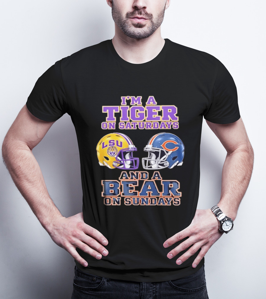 LSU Tigers Saturdays Chicago Bears Sundays Football Fan Gear T-Shirt