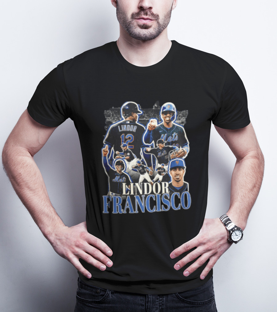 New York Mets Francisco Lindor Baseball Collage Multiple Poses T-Shirt