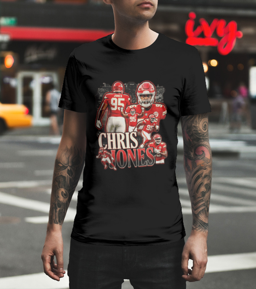 Kansas City Chiefs Chris Jones Football Player 95 Multiple Action Poses T-Shirt