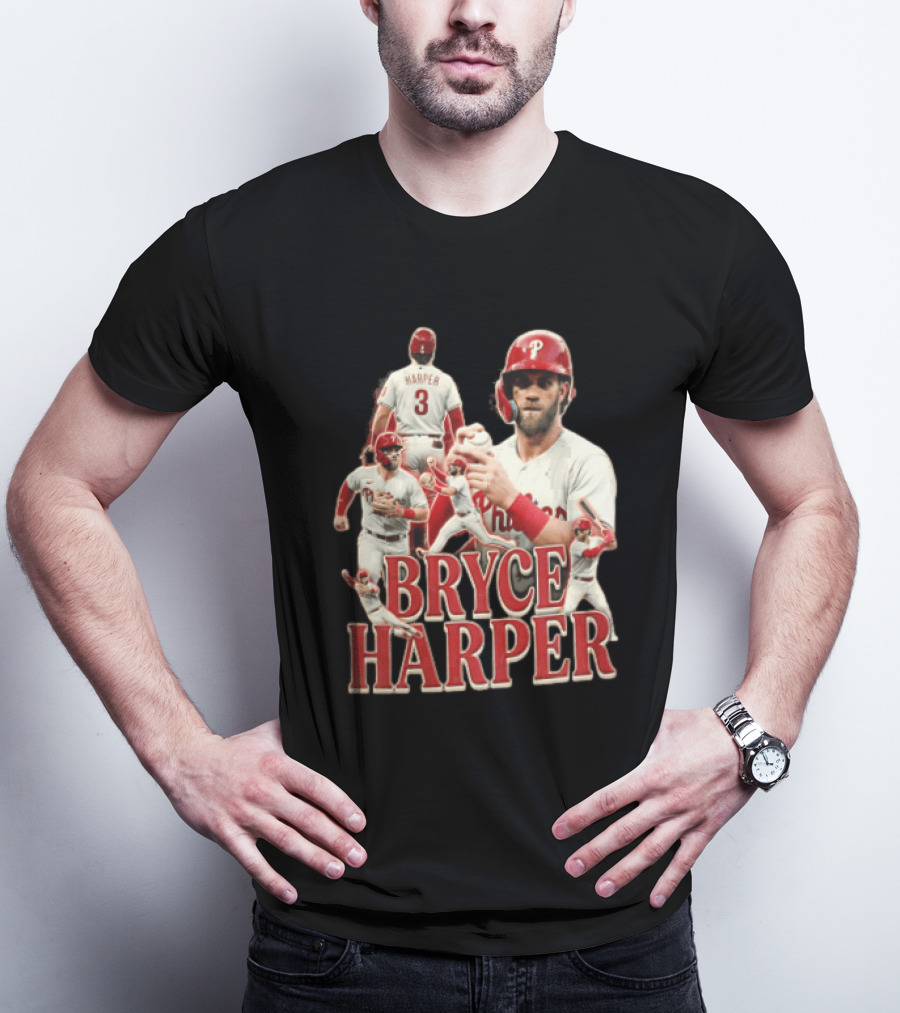 Philadelphia Phillies Bryce Harper Baseball Poses Vintage Look T-Shirt