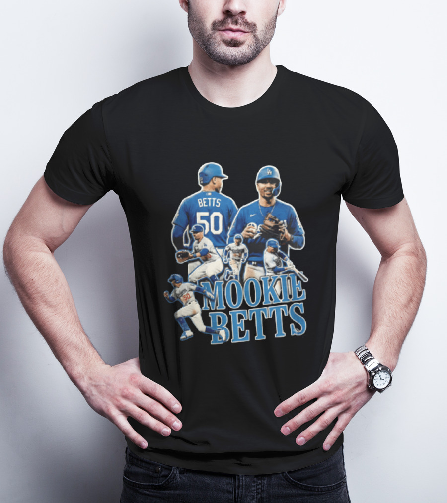 Los Angeles Dodgers Mookie Betts Baseball Player Number 50 Fielding Batting Running T-Shirt
