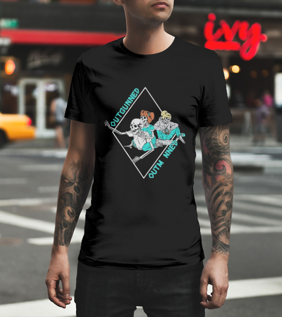 Outgunned Outmanned Skeleton Trio Casual T-Shirt