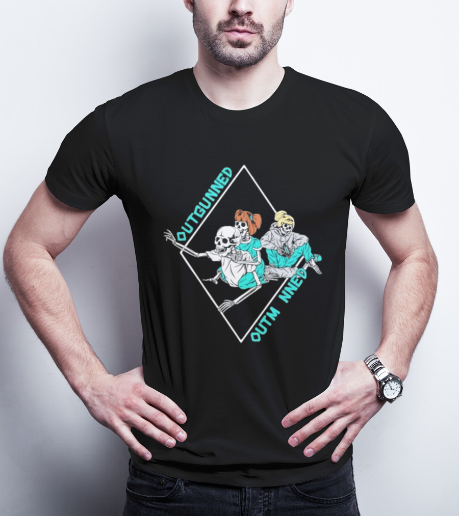 Outgunned Outmanned Skeleton Trio Casual T-Shirt