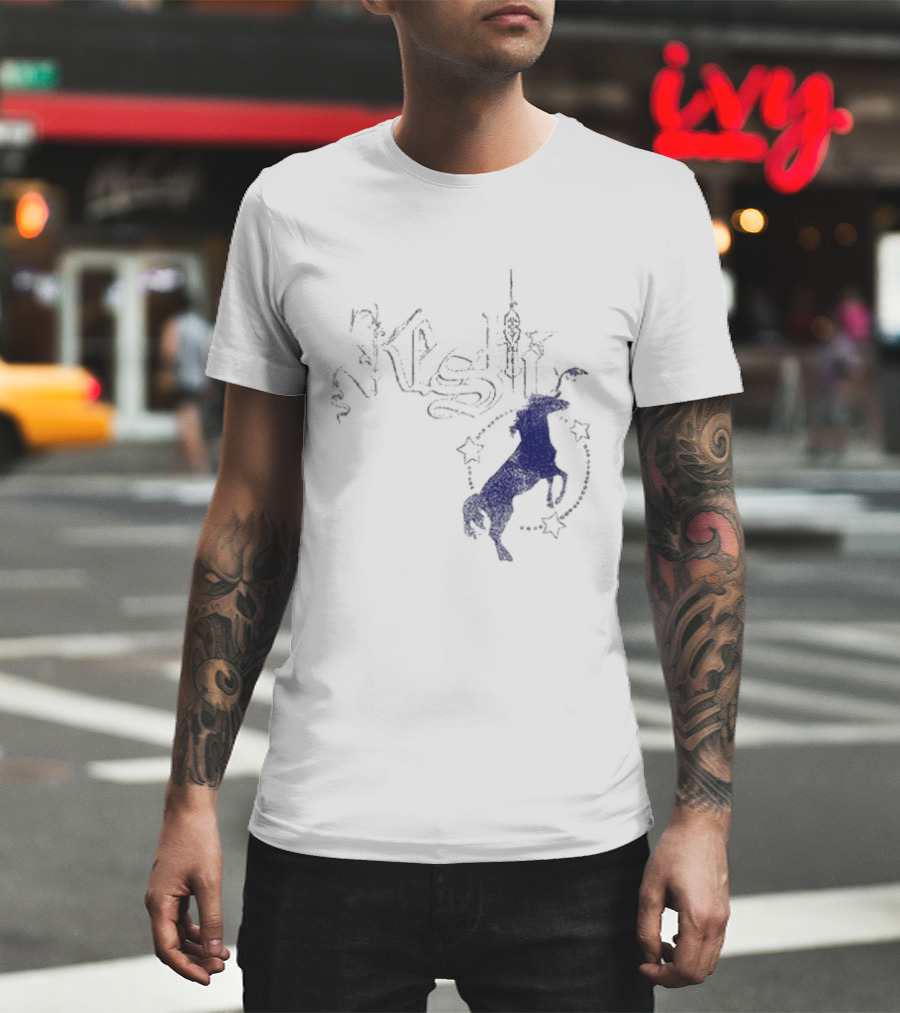 Keshi Stallion Star Circle Horse Blue T-Shirt