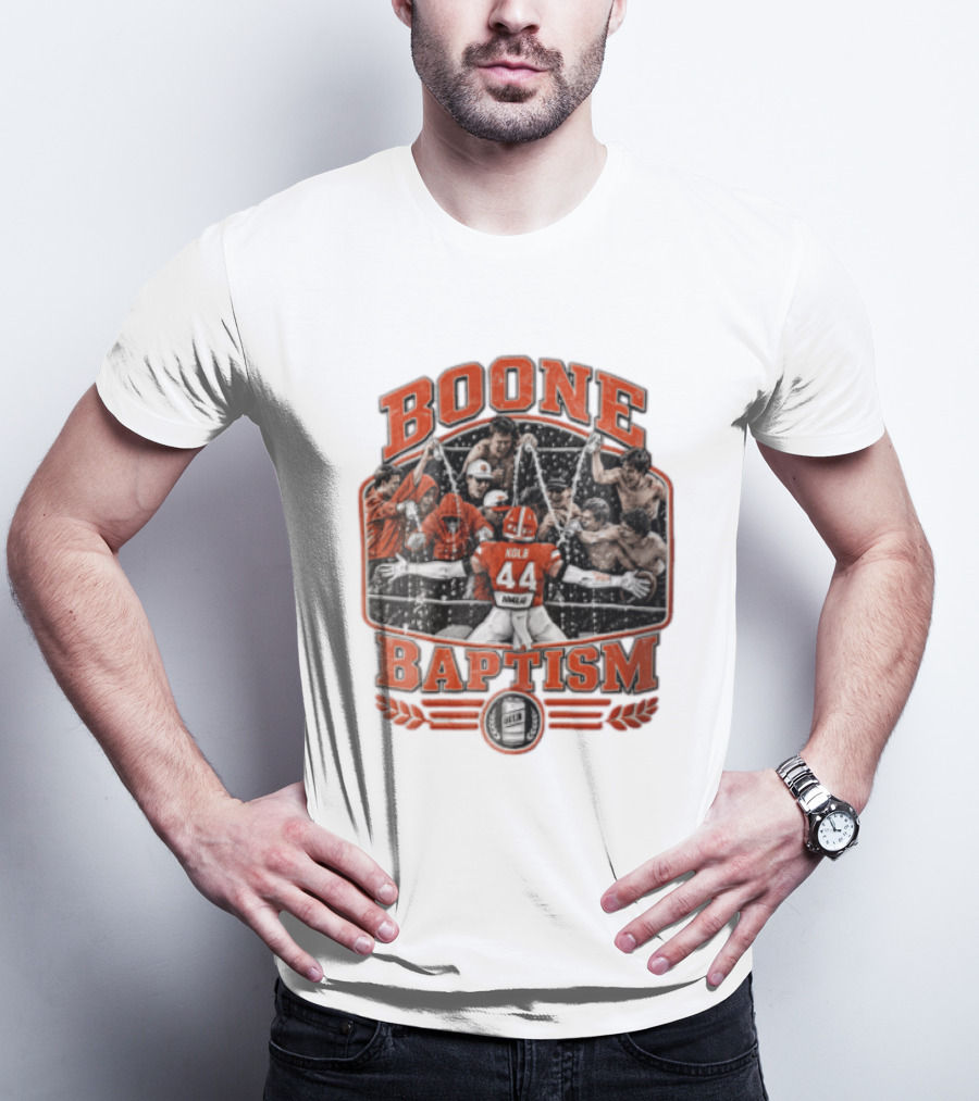 Boone Baptism Kolb Douglas Football Players Spraying Beer Celebration T-Shirt