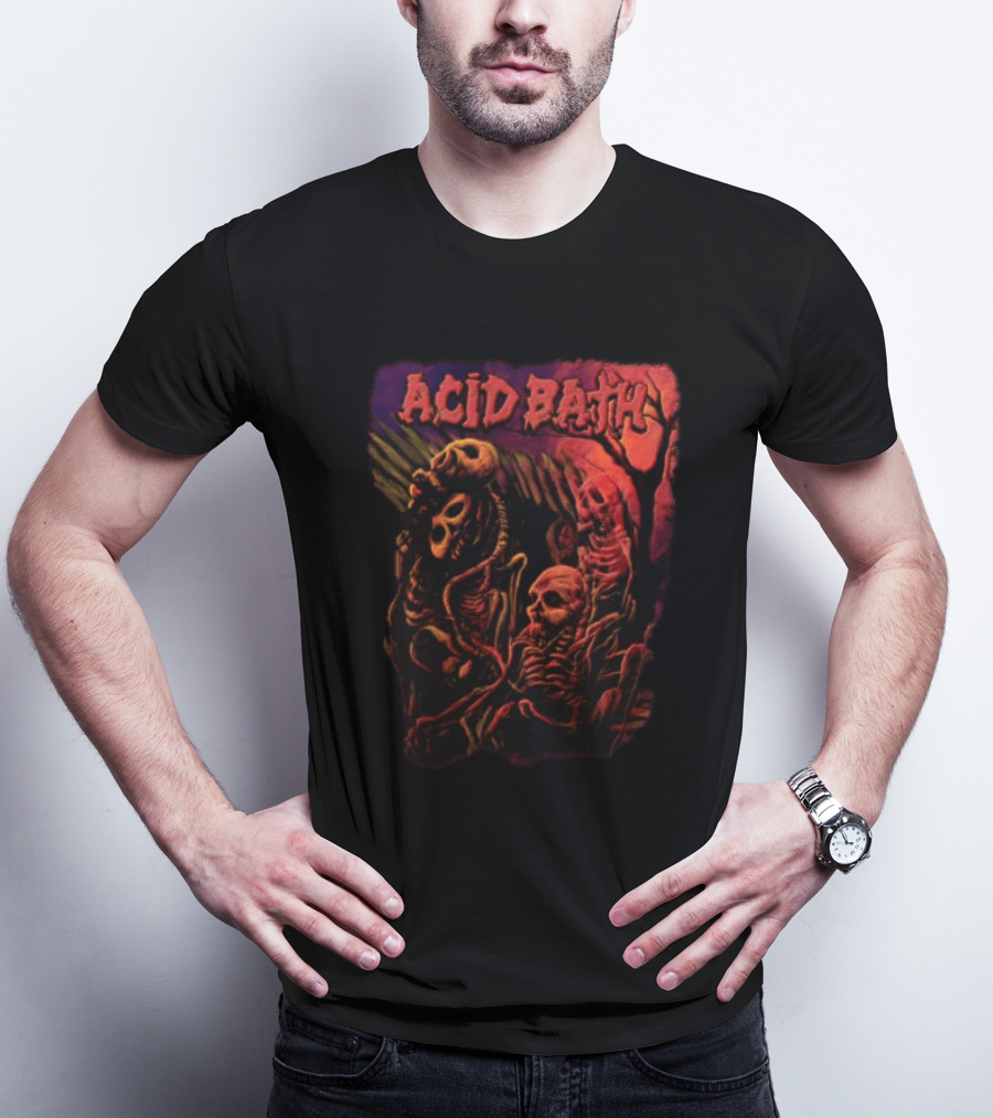 Acid Bath Skeletons And Skulls Allen Jaeger Halloween Horror T-Shirt
