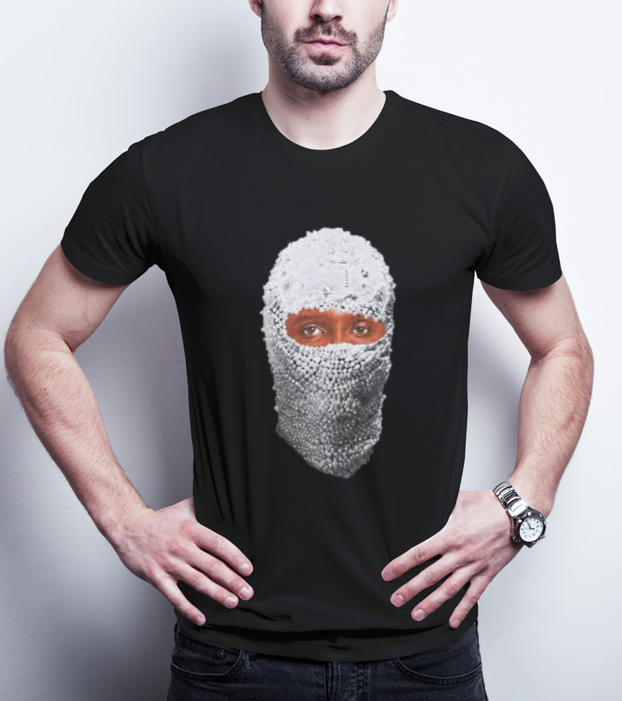 African Boy Store AFB Pearl Mask Eyes Peering Through Beaded T-Shirt