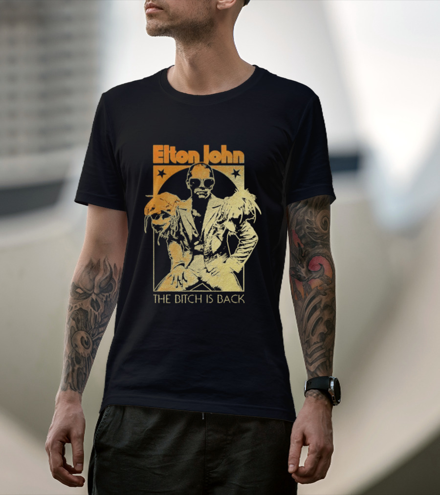 Elton John The Bitch Is Back Retro Style Gold T-Shirt
