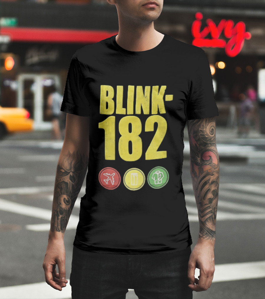 Blink 182 Yellow Airplane Glass T-Shirt