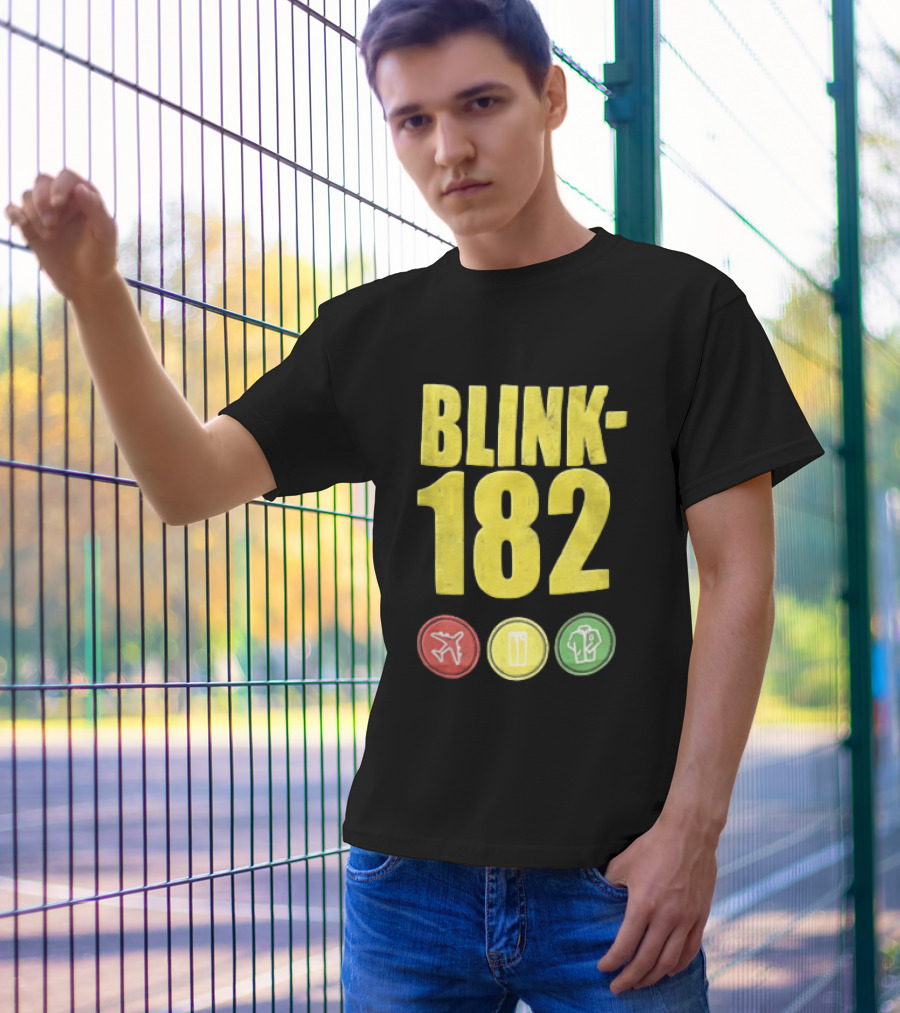 Blink 182 Yellow Airplane Glass T-Shirt