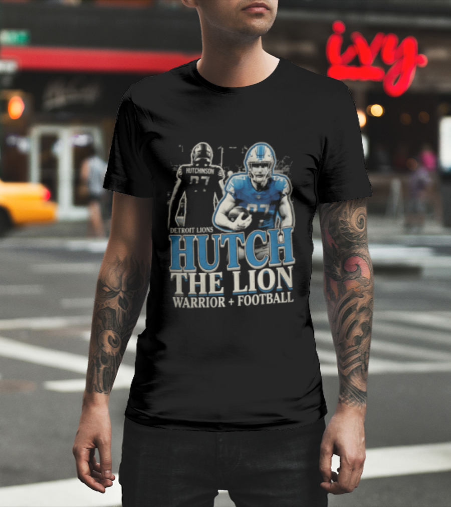 Detroit Lions Hutch The Lion Warrior Football T-Shirt
