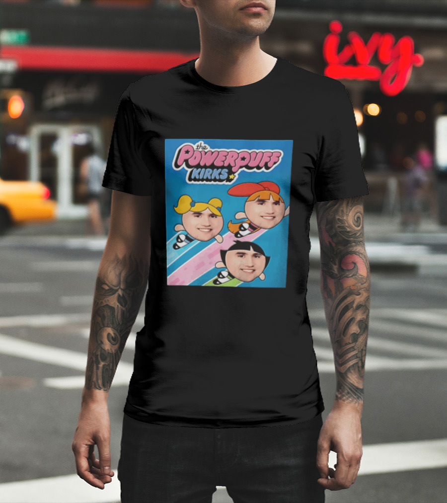 The Powerpuff Kirks Cartoon Characters Flying Faces T-Shirt