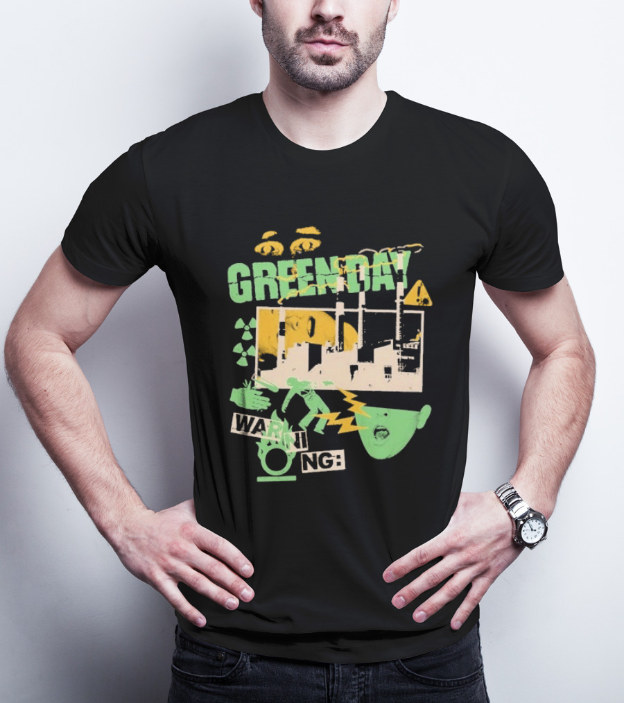 Green Day Warning Power Plant Radiation Hazard T-Shirt