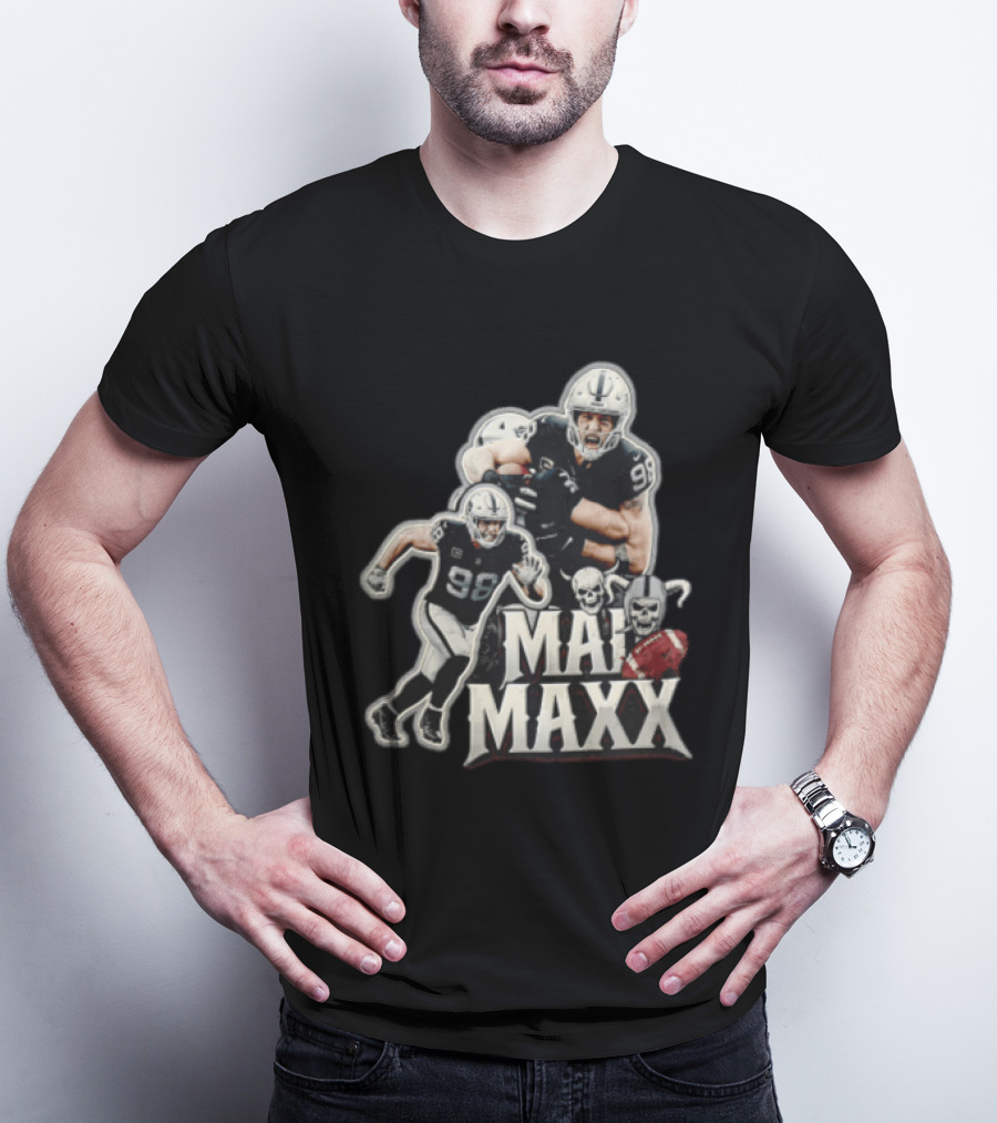 Las Vegas Raiders Maxx Crosby Mad Maxx Skulls Football T-Shirt