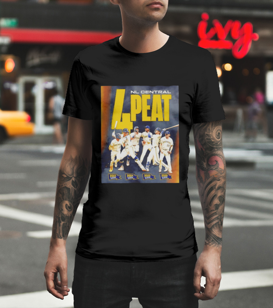 Milwaukee Brewers 4 Peat NL Central Champs 2023 2026 Players Edition T-Shirt