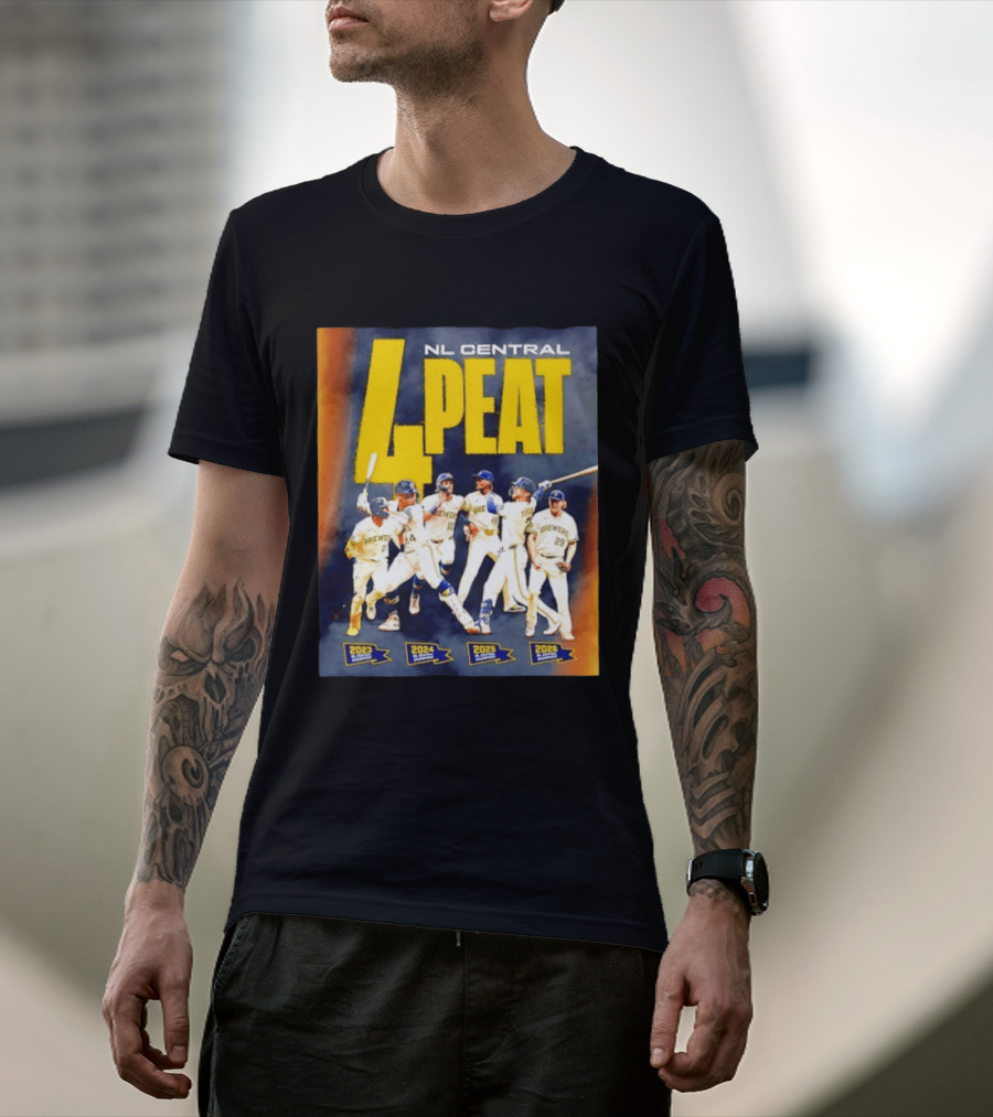 Milwaukee Brewers 4 Peat NL Central Champs 2023 2026 Players Edition T-Shirt