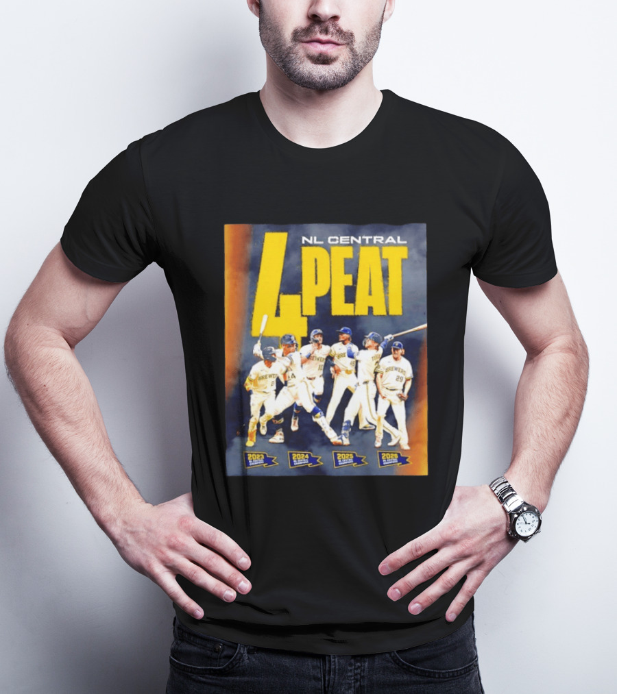 Milwaukee Brewers 4 Peat NL Central Champs 2023 2026 Players Edition T-Shirt