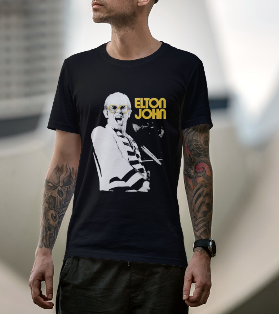 Elton John Classic Concert Series Iconic Glasses And Microphone T-Shirt