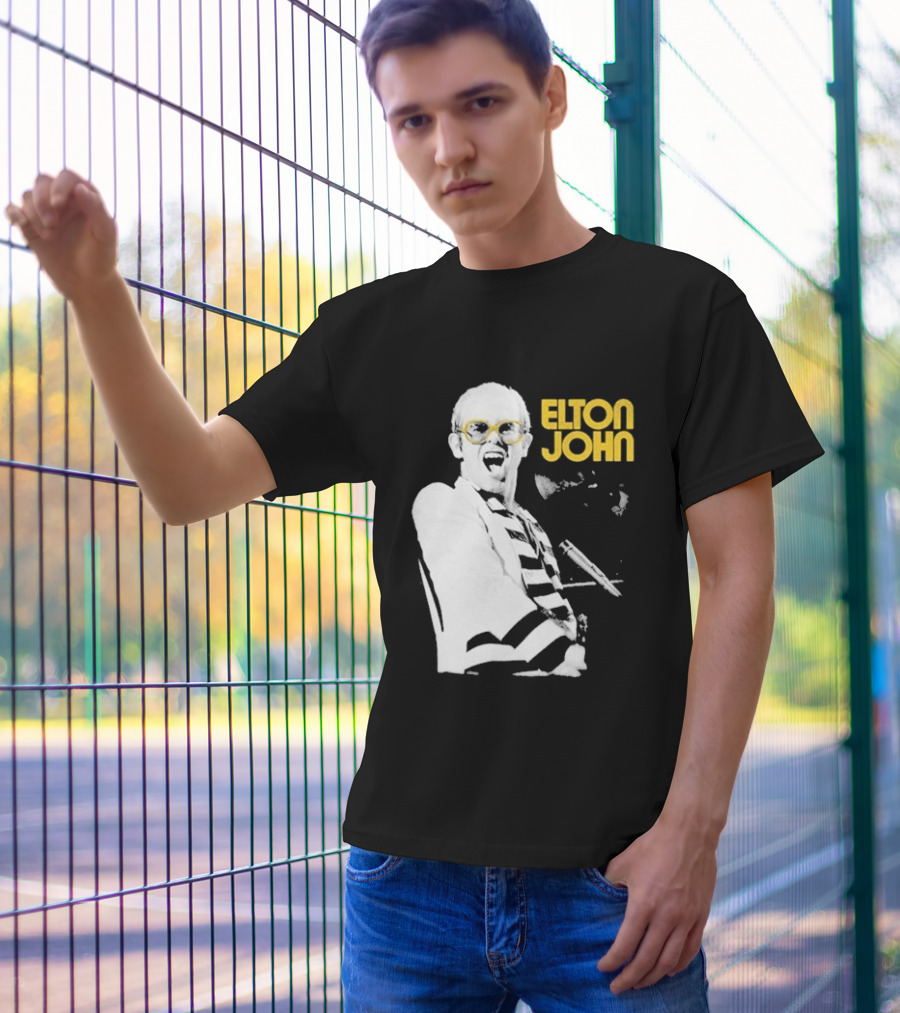 Elton John Classic Concert Series Iconic Glasses And Microphone T-Shirt