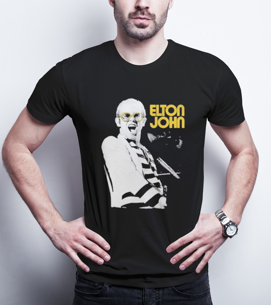 Elton John Classic Concert Series Iconic Glasses And Microphone T-Shirt