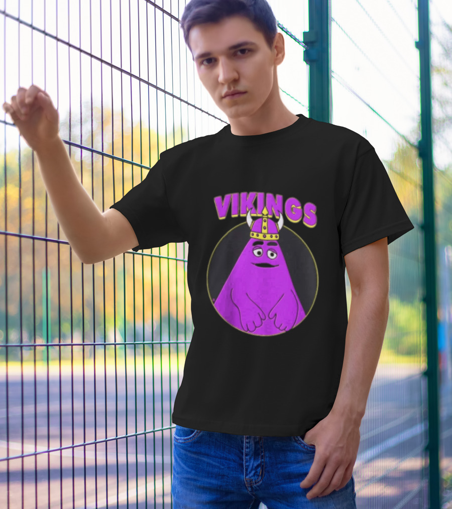 Vikings Purple Character With Horned Helmet T-Shirt