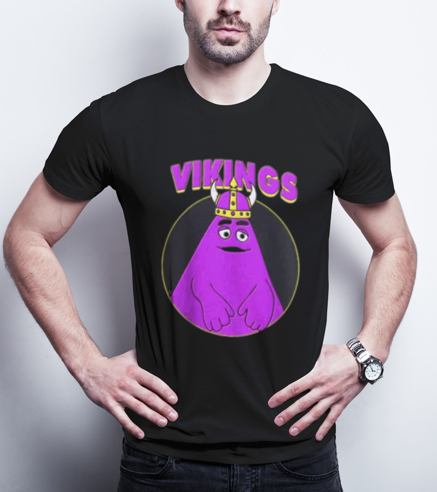 Vikings Purple Character With Horned Helmet T-Shirt