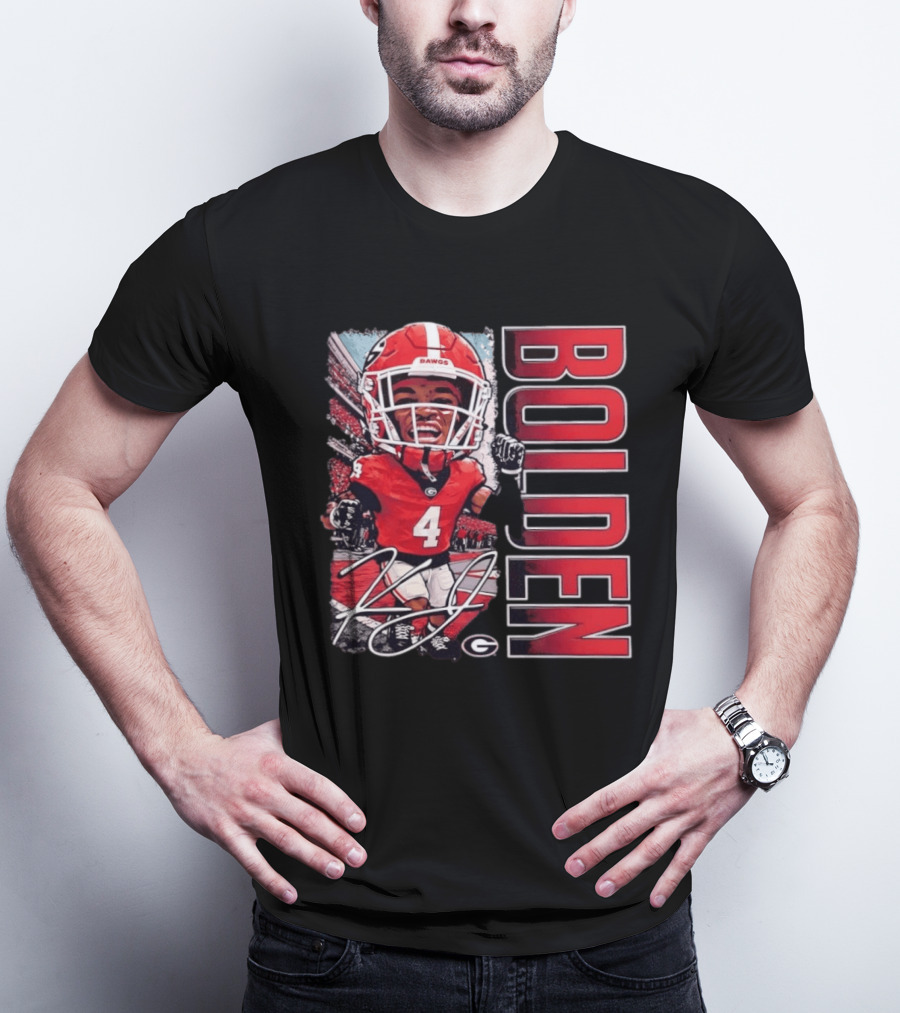 Georgia Bulldogs Football KJ Bolden No 4 Bobble Head Caricature T-Shirt