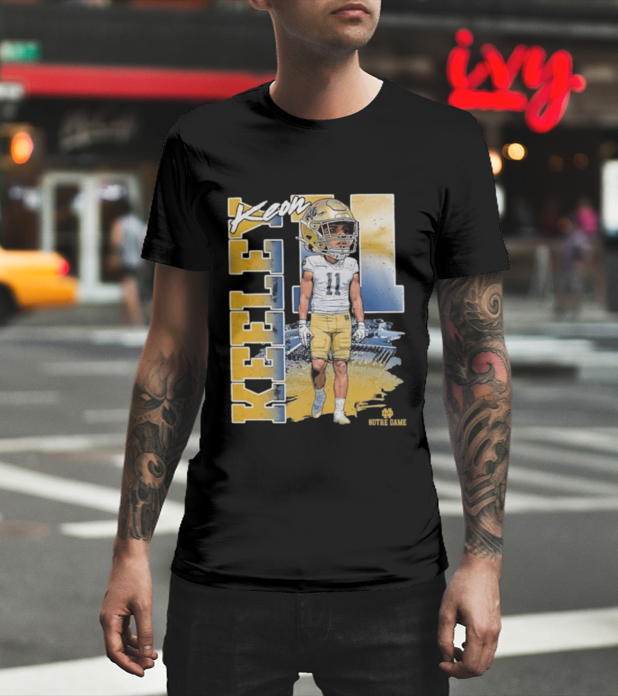 Notre Dame Fighting Irish Keon Keeley No 11 NCAA Football Caricature T-Shirt