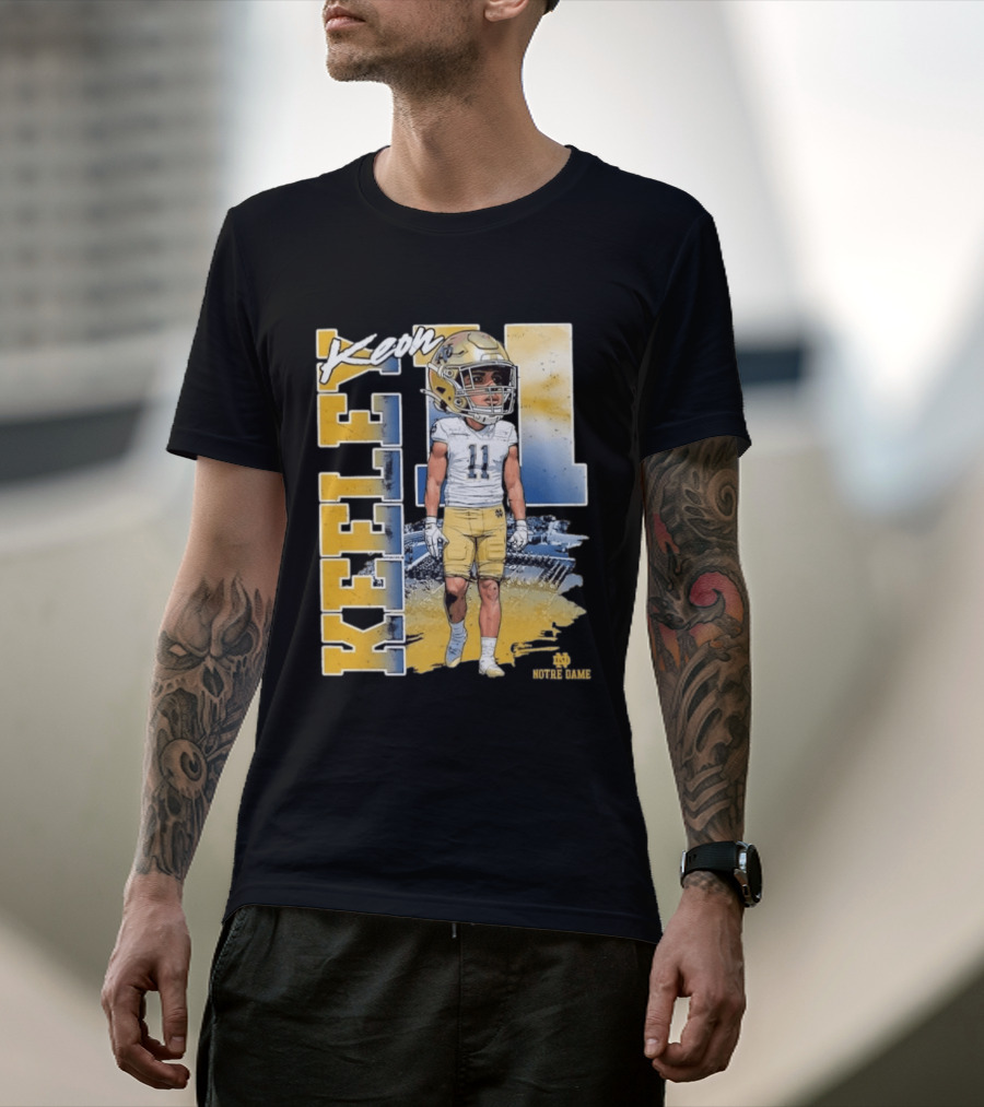 Notre Dame Fighting Irish Keon Keeley No 11 NCAA Football Caricature T-Shirt
