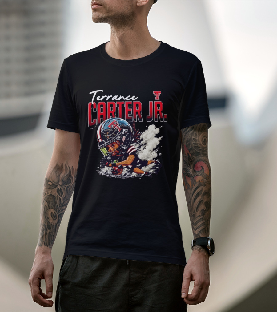 Terrance Carter Jr Texas Tech Red Raiders NCAA Football Bobblehead Caricature T-Shirt