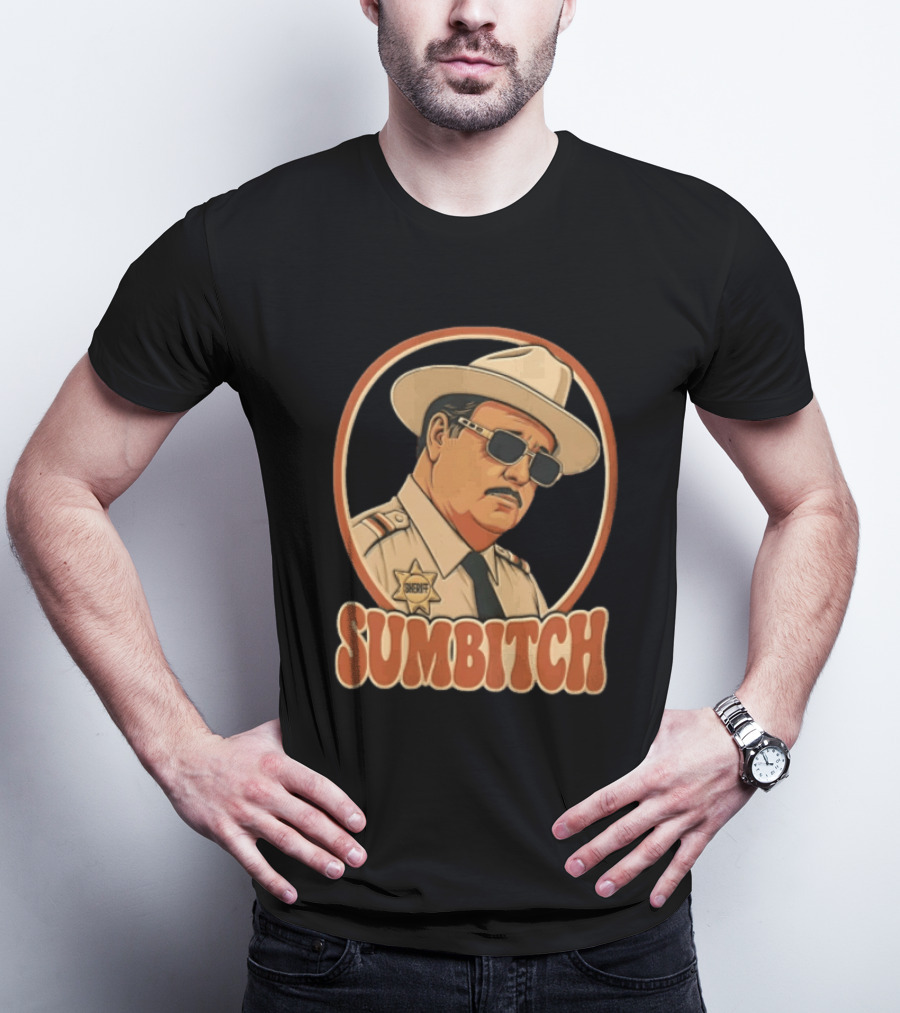 Sumbitch Sheriff Sunglasses Hat Cartoon T-Shirt