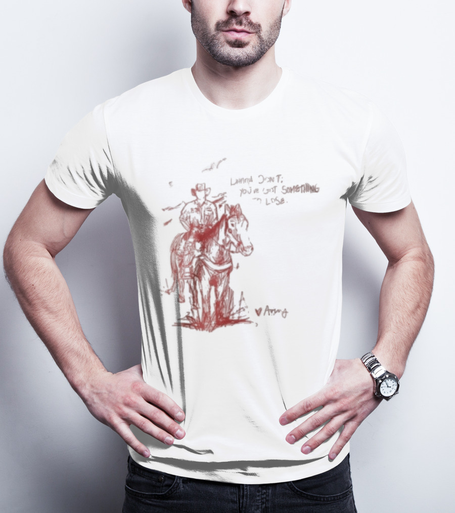 Avery Anna Danny Art Cowboy With Heart And Butterfly T-Shirt