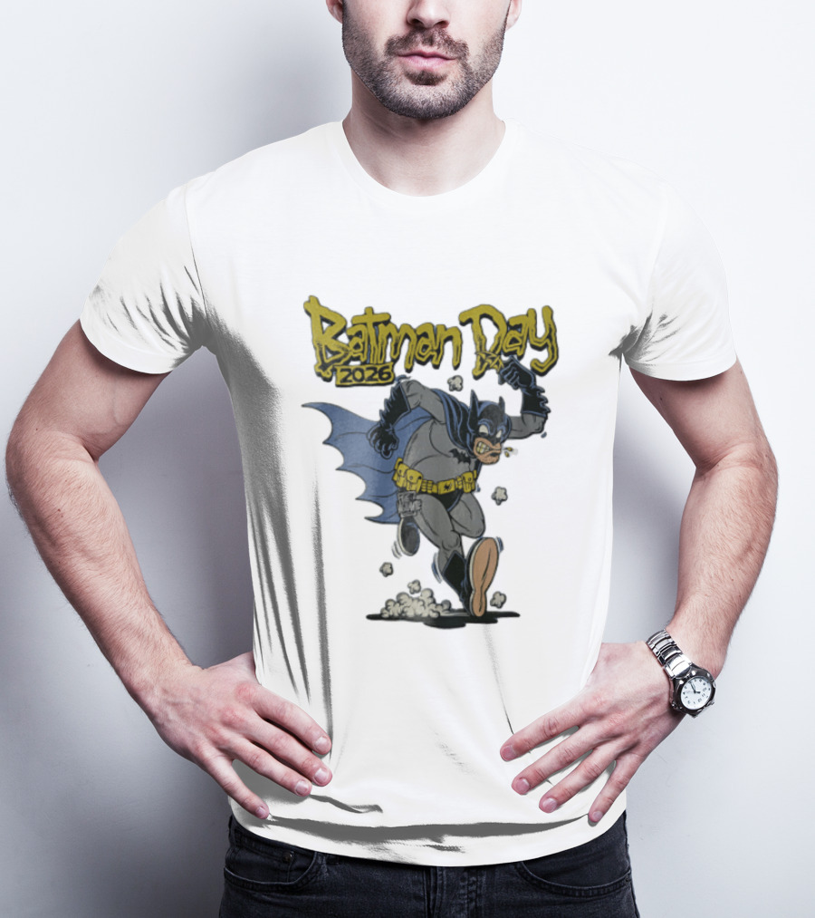 Batman Day 2026 Cartoon Running With Batarang T-Shirt