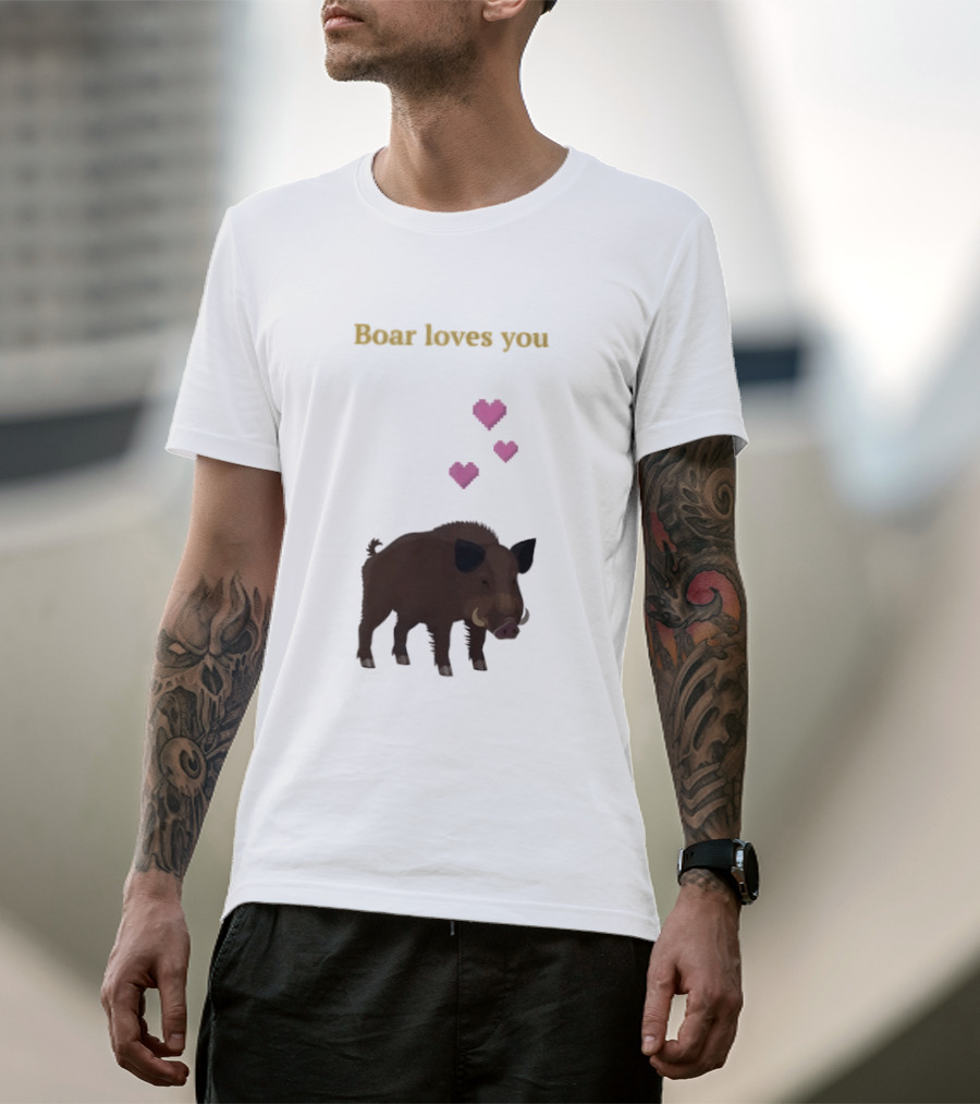 Boar Loves You With Pink Hearts T-Shirt
