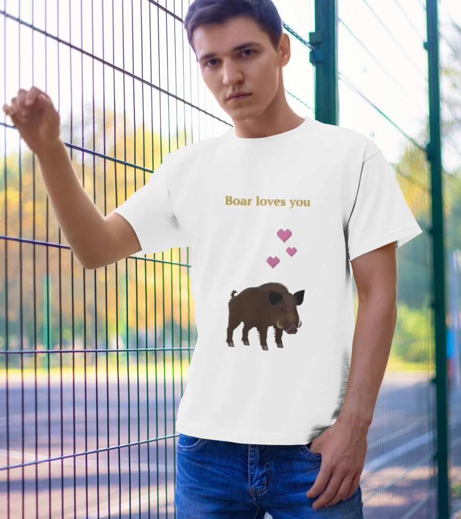 Boar Loves You With Pink Hearts T-Shirt