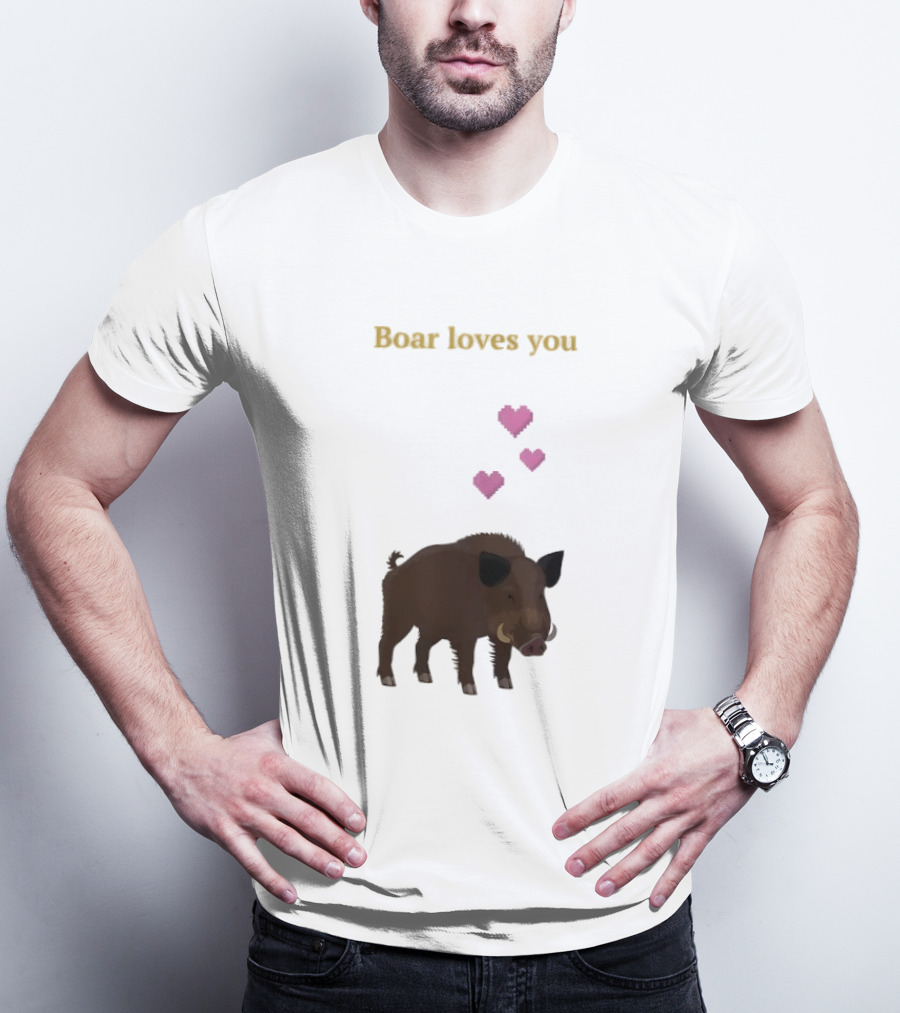 Boar Loves You With Pink Hearts T-Shirt