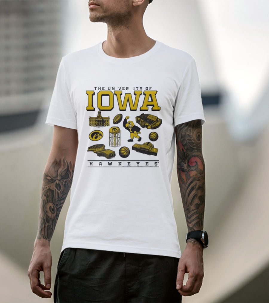 The University Of Iowa Hawkeyes Football Iconography Island T-Shirt