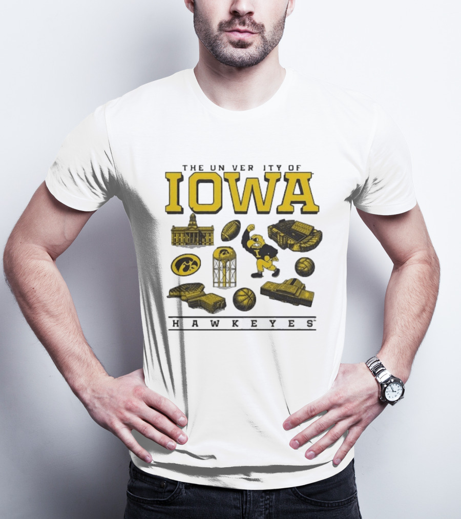 The University Of Iowa Hawkeyes Football Iconography Island T-Shirt