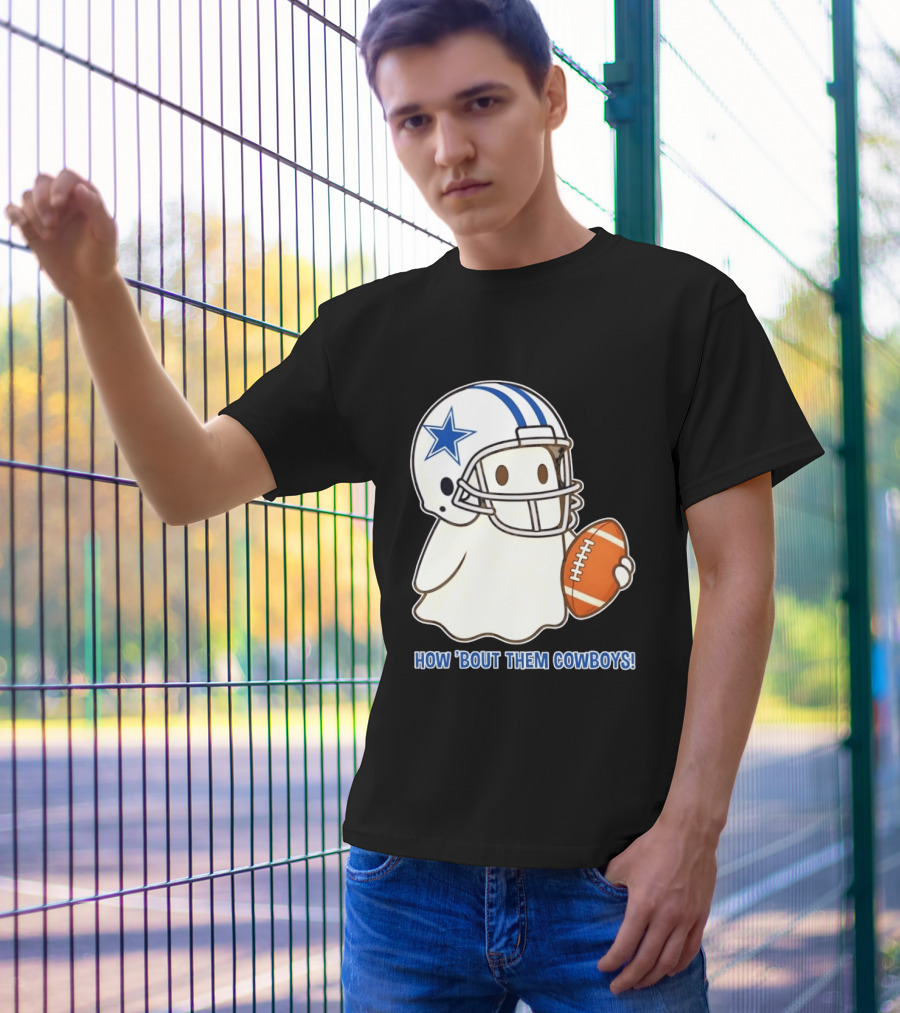 Dallas Cowboys How 'Bout Them Cowboys Halloween Ghost Football Star Helmet Football T-Shirt
