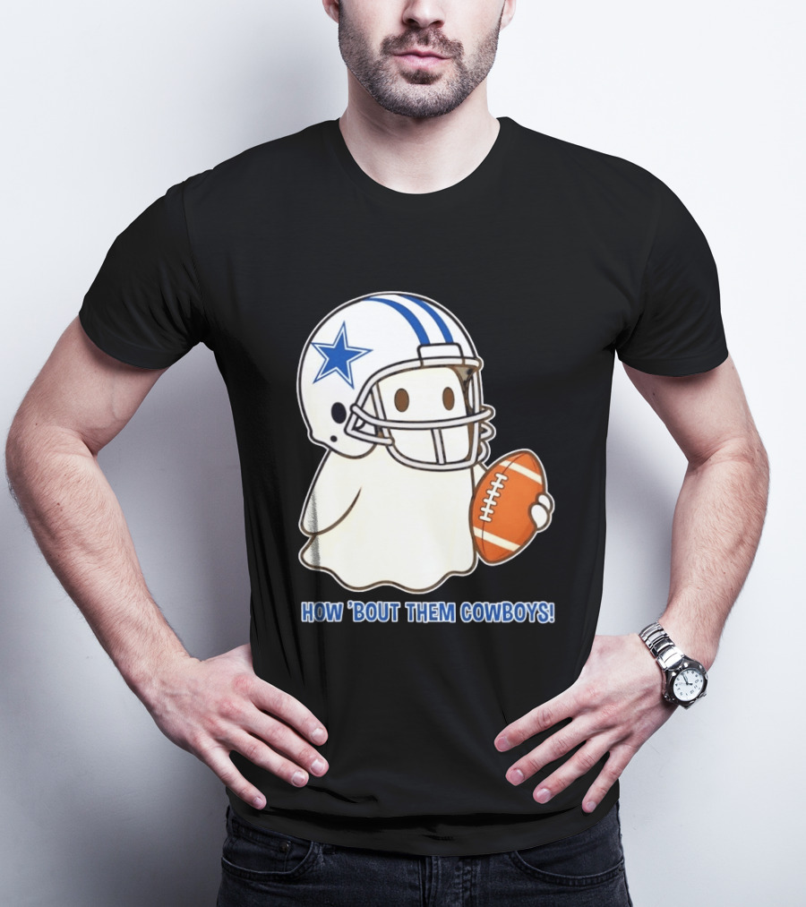 Dallas Cowboys How 'Bout Them Cowboys Halloween Ghost Football Star Helmet Football T-Shirt