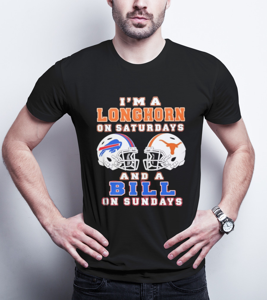 I'm A Longhorn On Saturdays And A Bill On Sundays Football Helmets T-Shirt