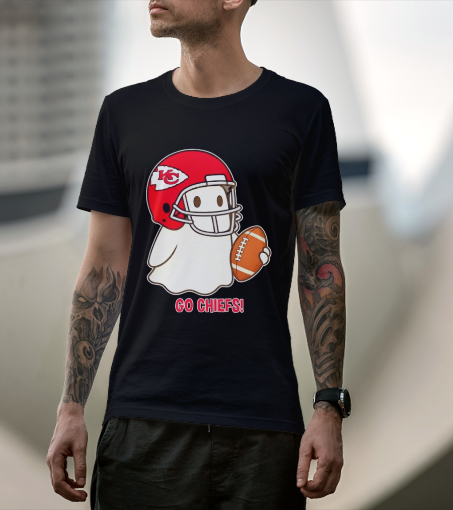 Kansas City Chiefs Go Chiefs Halloween Ghost Football Helmet T-Shirt