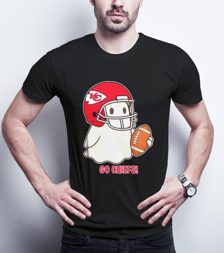 Kansas City Chiefs Go Chiefs Halloween Ghost Football Helmet T-Shirt