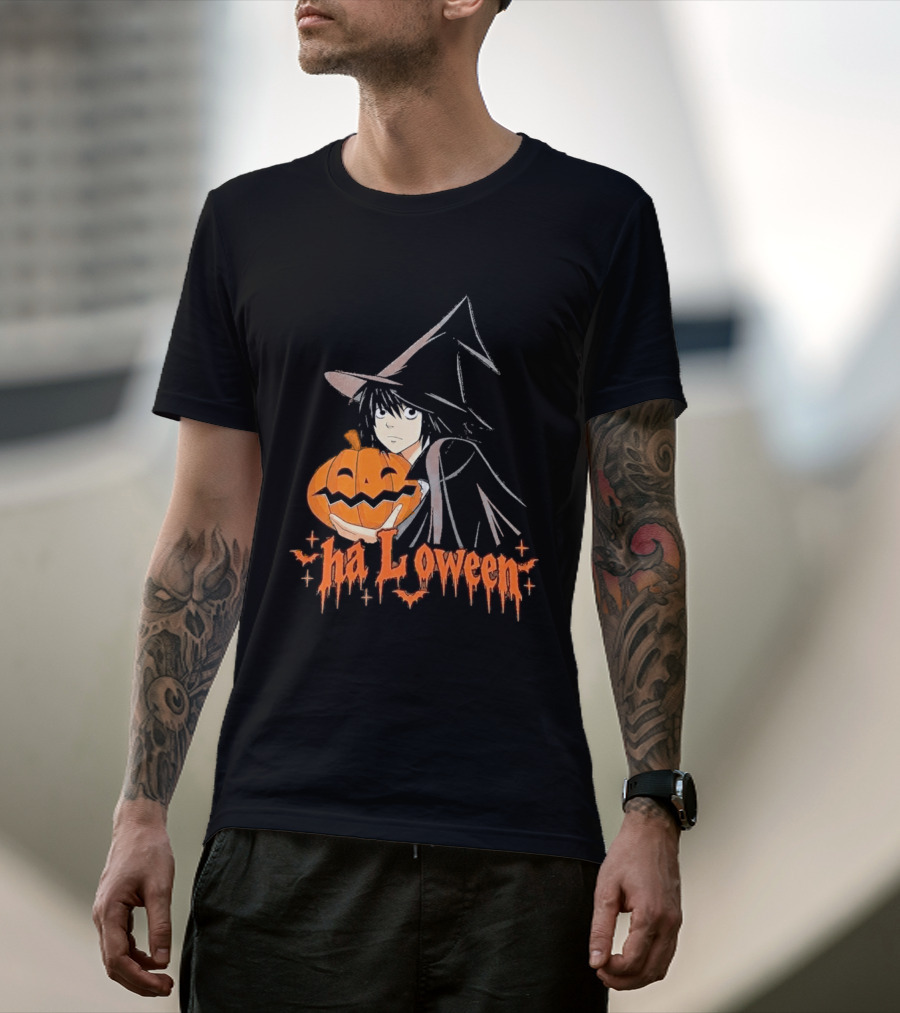 L Lawliet Witch With Pumpkin Halloween Death Note Anime T-Shirt