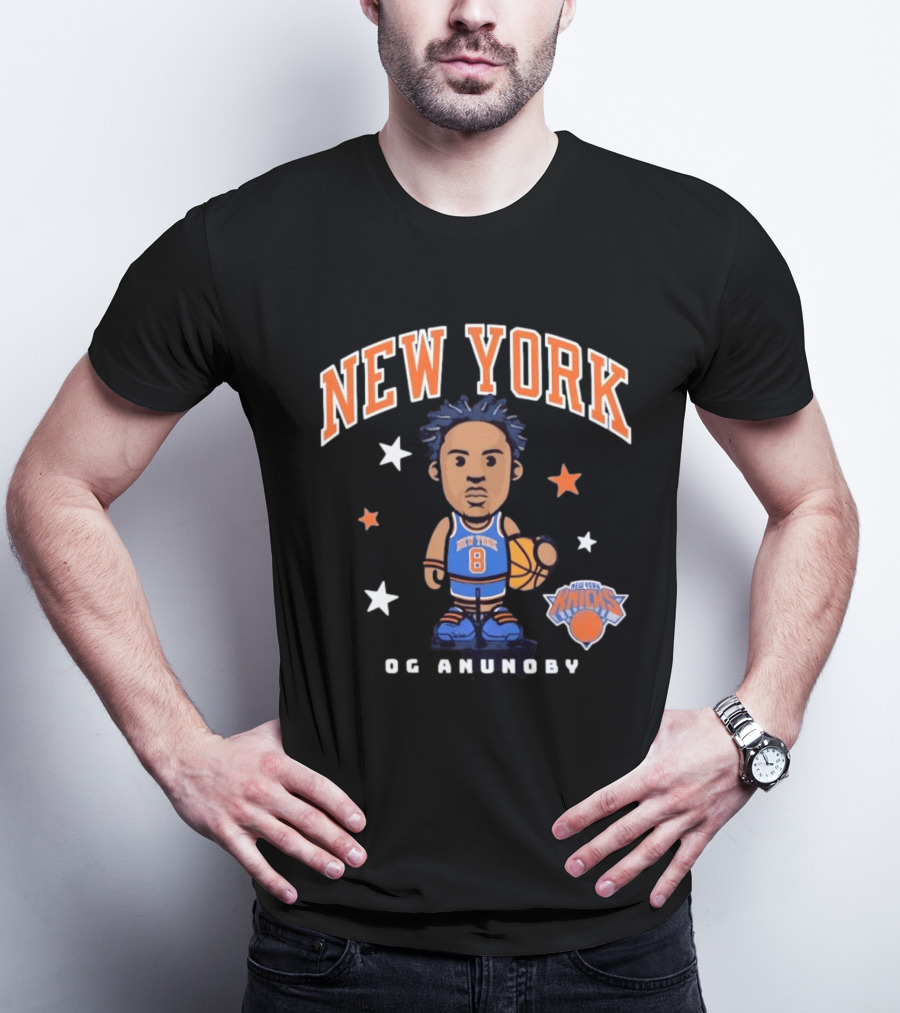 New York Knicks OG Anunoby No 8 Basketball Cartoon Stars T-Shirt