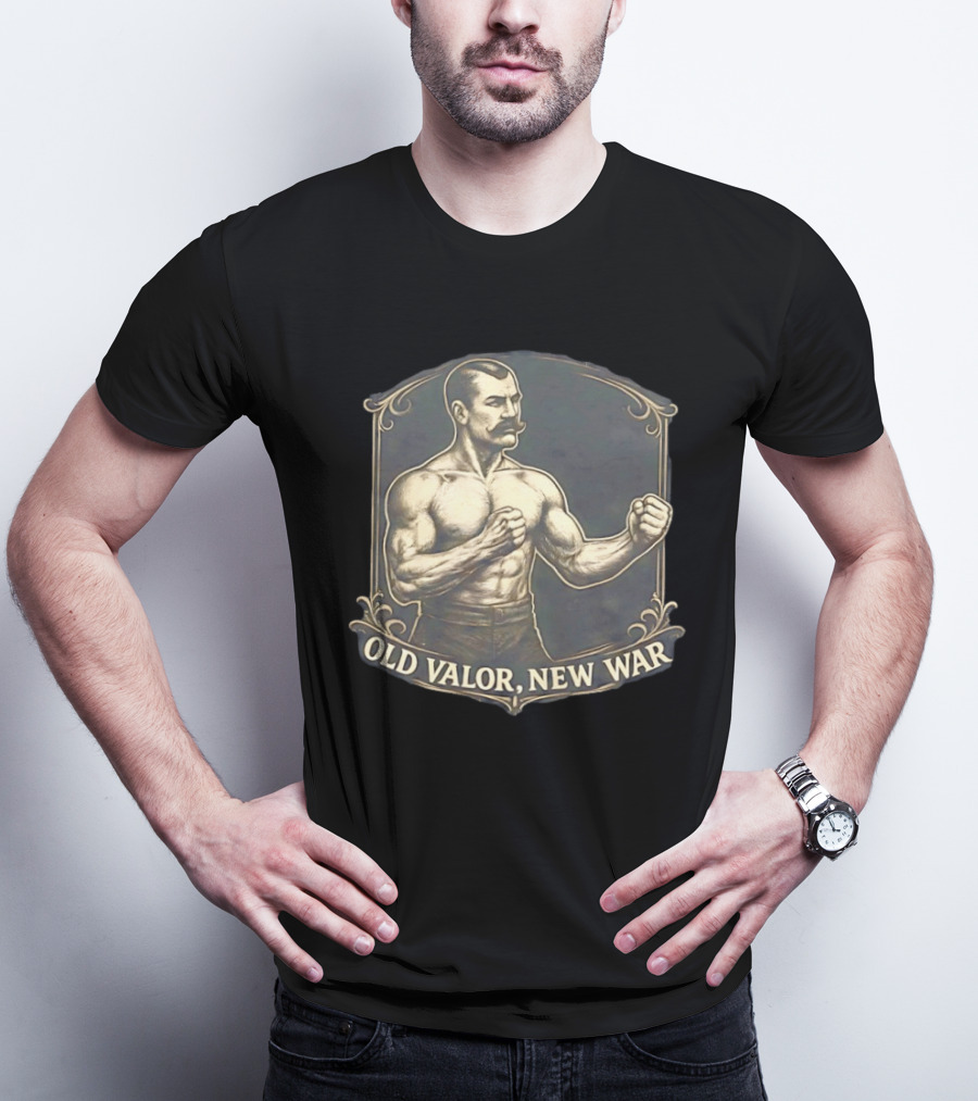 Old Valor New War Mustachioed Boxer T-Shirt